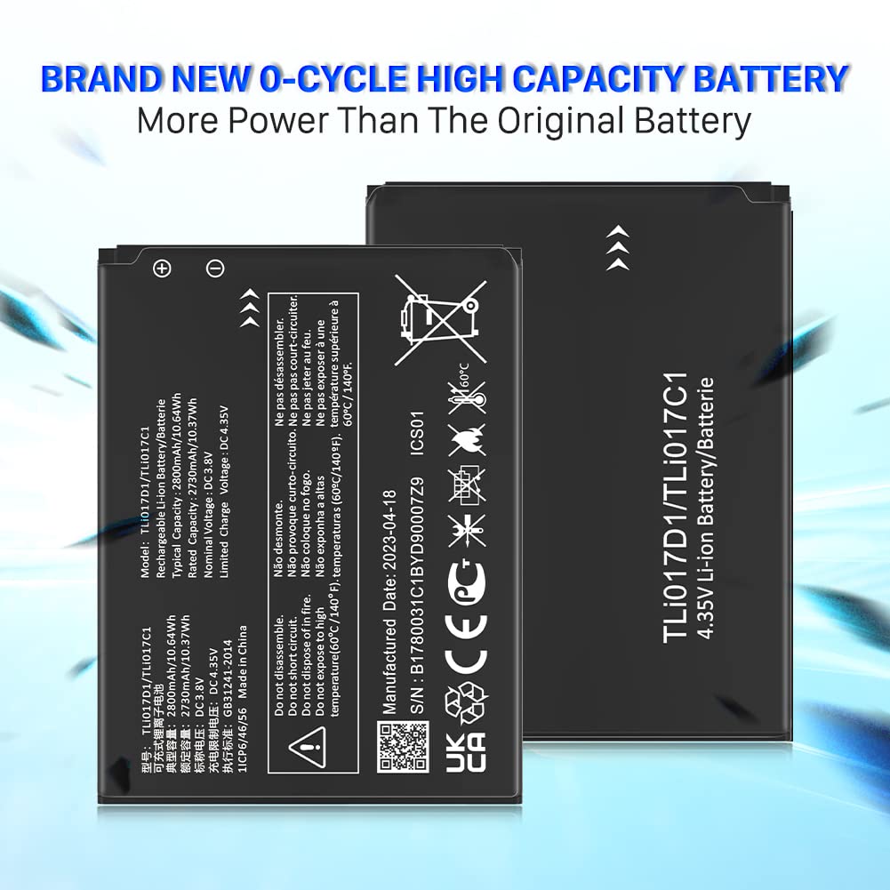 SHENMZ TLi017D1/TLi017C1 Battery, (2024 Upgrade) 2800mAh New 0 Cycle Higher Capacity Replacement Battery for TCL Flip Pro VZW-TCL-4056W TLi017D1 TLi017C1