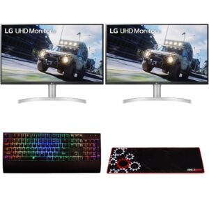 lg 32un550-w 32" uhd 3840x2160 va hdr10 amd freesync dual monitor bundle with deco gear mechanical gaming keyboard rgb back lighting + large extended pro gaming mouse pad