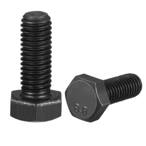 m12-1.75 x 25mm carbon steel grade 8.8 external hex head screw bolts metric thread hexagon bolts fastener for hardware furniture machinery black 5pcs