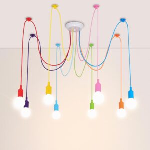 jldso colorful spider kids chandelier,kids playroom light fixture ceiling,rainbow chandelier for girls room,boy room,classroom,bedroom,classroom.