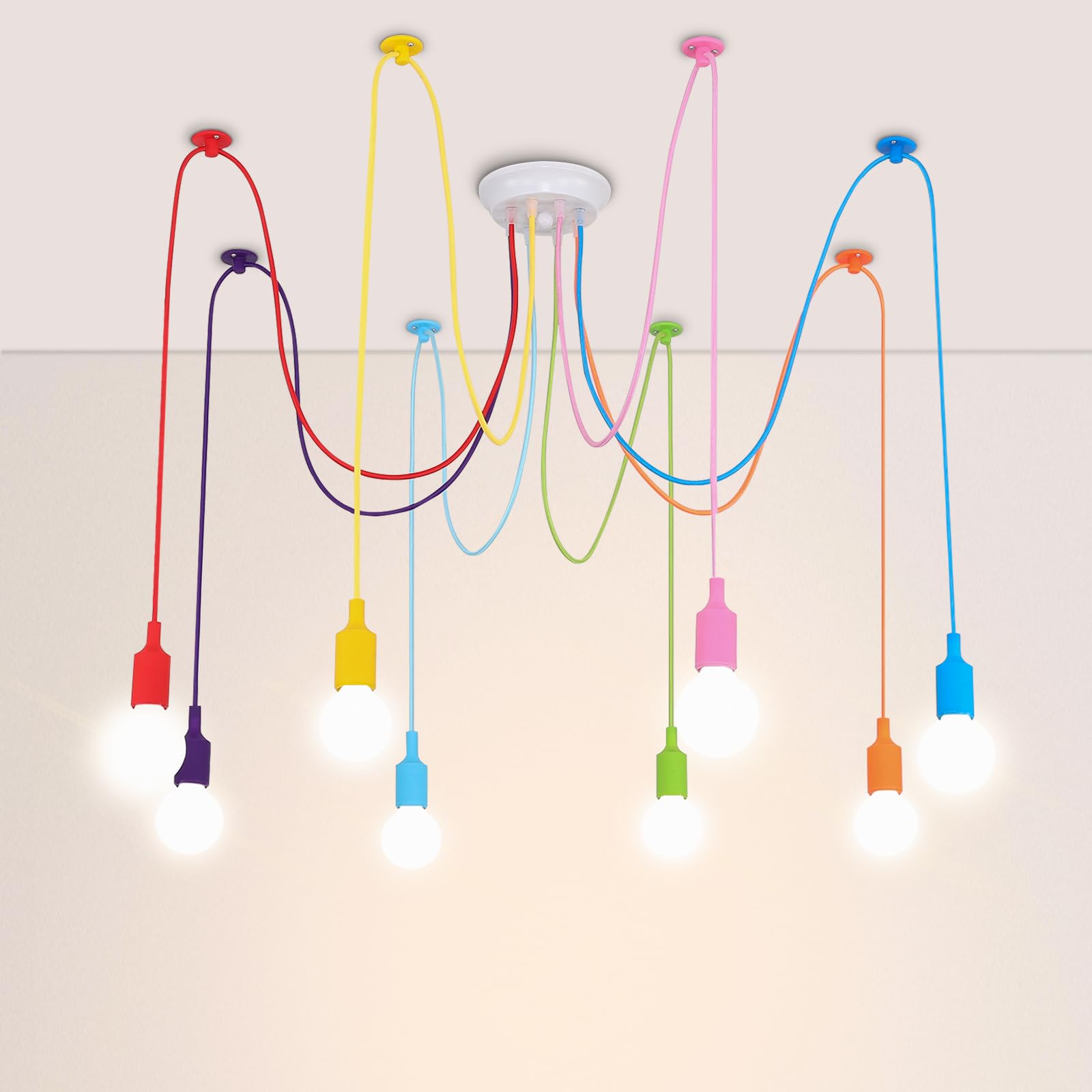 JLDSO Colorful Spider Kids Chandelier,Kids Playroom Light Fixture Ceiling,Rainbow Chandelier for Girls Room,Boy Room,Classroom,Bedroom,Classroom.