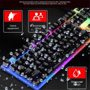 JYDBRT Keyboard Colorful Lighting Wired Mechanical Keyboard Mouse Set 1000 Dpi 104 Keys Rainbow Led Backlight Gaming Keyboards Mechanical Keyboard (Color : Black, Size : with Mouse)