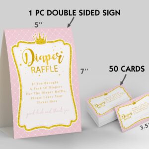 Diaper Raffle Tickets for Baby Shower Sign，Baby Shower Invitations with Diaper Raffle Cards - Baby Shower Games for Girl(1 Sign with 50 Raffle Tickets) Toctose012