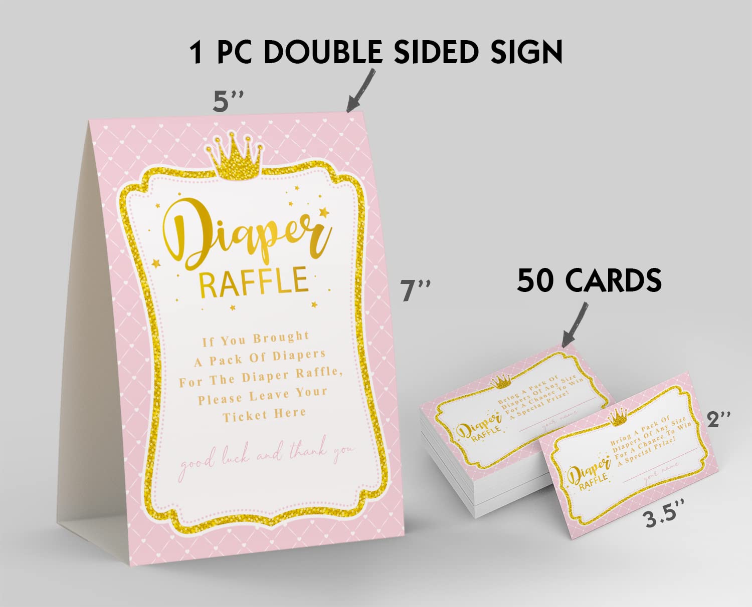 Diaper Raffle Tickets for Baby Shower Sign，Baby Shower Invitations with Diaper Raffle Cards - Baby Shower Games for Girl(1 Sign with 50 Raffle Tickets) Toctose012