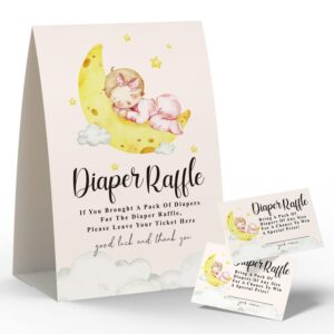 diaper raffle tickets for baby shower sign，baby shower invitations with diaper raffle cards - baby shower games for girl(1 sign with 50 raffle tickets) toctose015