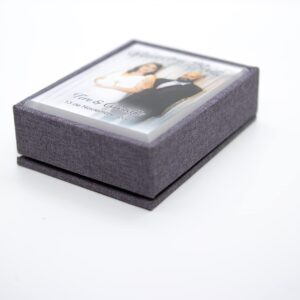 Deluxe Linen Flash Drive Box with Photo (Gray) to Put Your USB Flash Drive Holds one Photo on The Cover of The Box