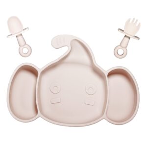 silicone baby feeding set with baby plate, spoon and fork,baby plate with suction,first stage self feeding,bpa free