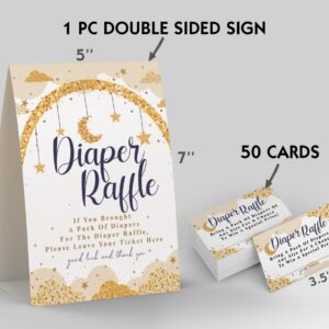 Diaper Raffle Tickets for Baby Shower Sign，Baby Shower Invitations with Diaper Raffle Cards - Baby gender neutral tickets(1 Sign with 50 Raffle Tickets) Toctose001