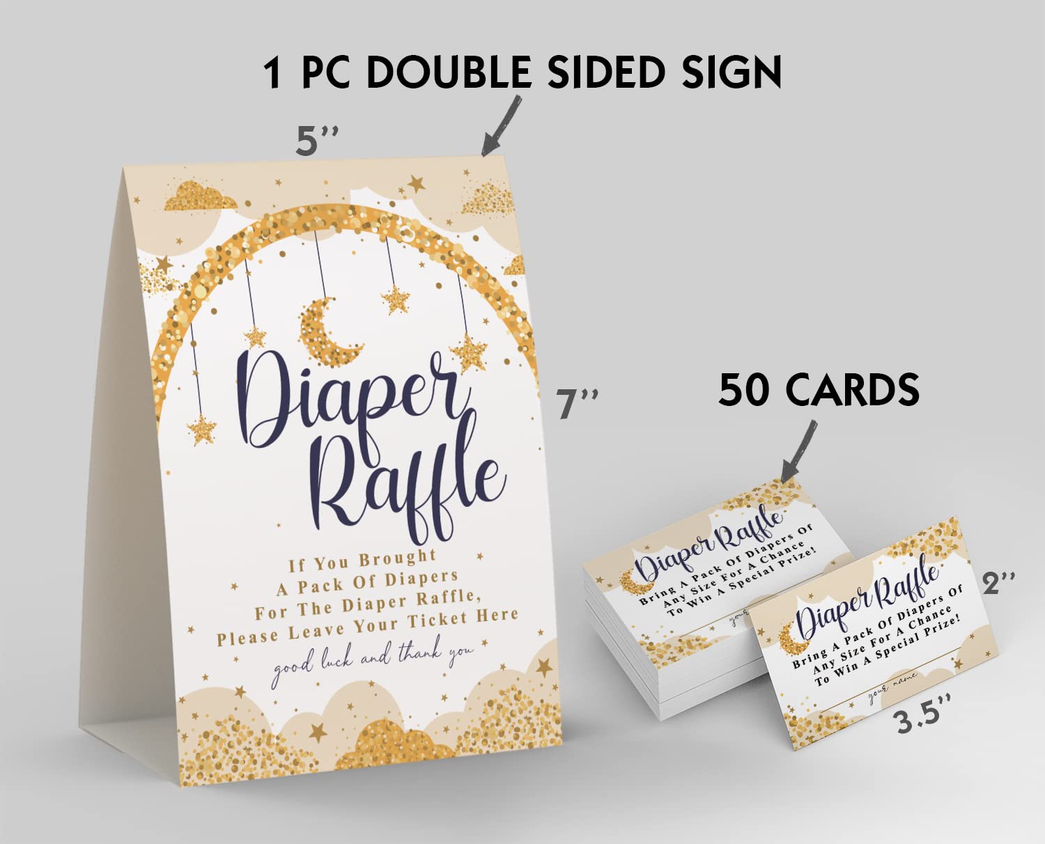 Diaper Raffle Tickets for Baby Shower Sign，Baby Shower Invitations with Diaper Raffle Cards - Baby gender neutral tickets(1 Sign with 50 Raffle Tickets) Toctose001