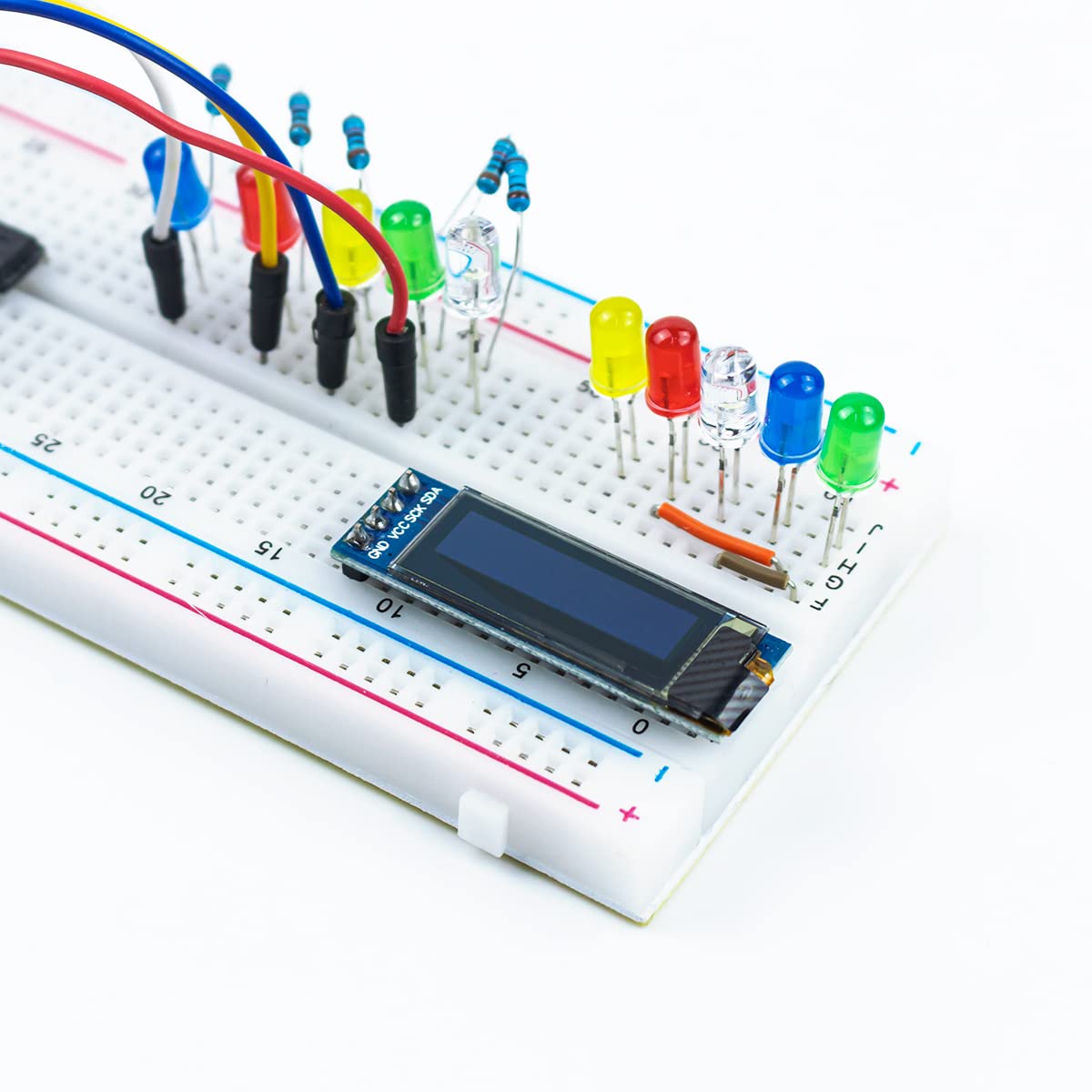 Hosyond 5 Pcs 0.91 Inch I2C OLED Display Module IIC OLED Screen DC 3.3V~5V Compatible with Arduino Raspberry PI (White Display Color)