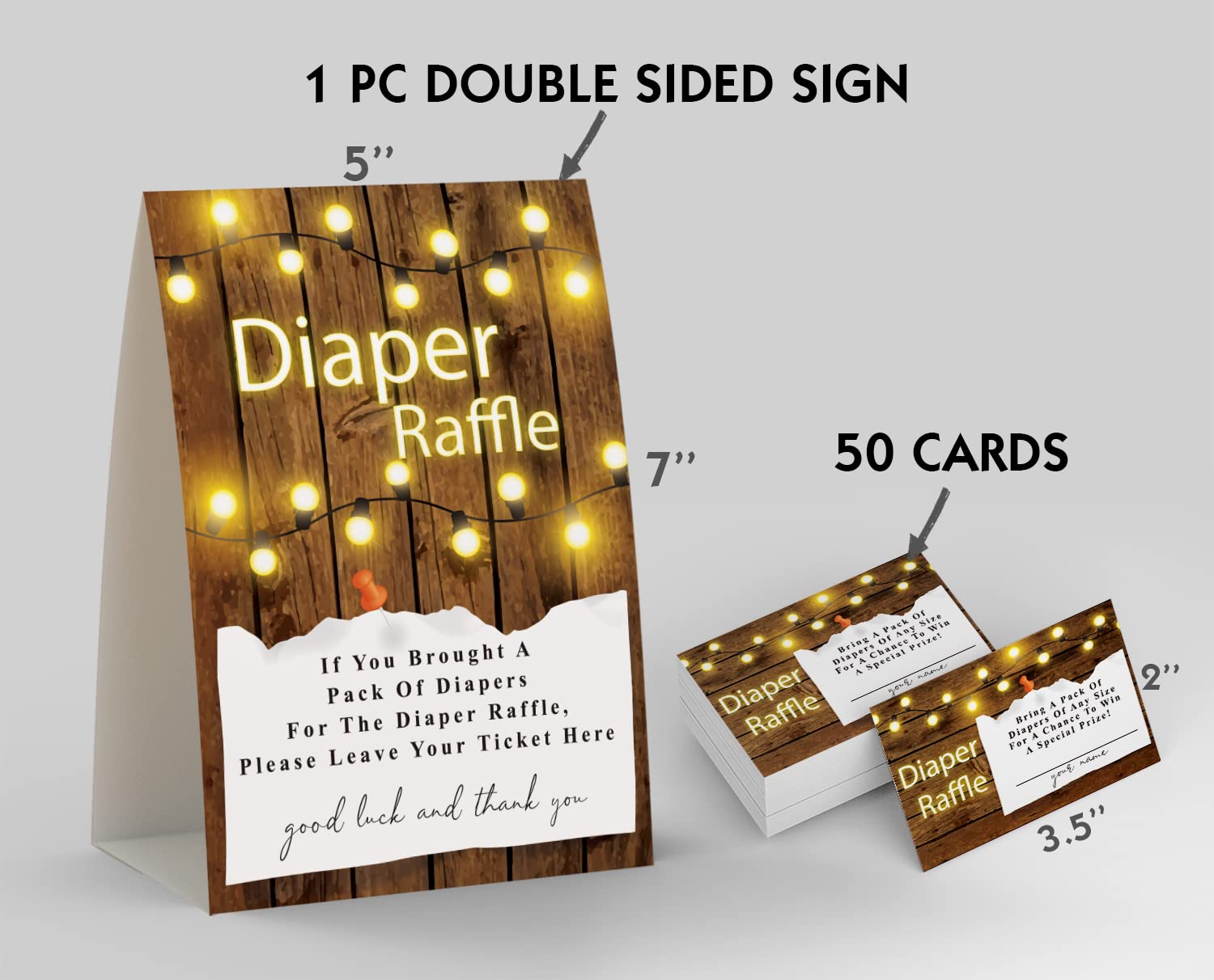 Diaper Raffle Tickets for Baby Shower Sign，Baby Shower Invitations with Diaper Raffle Cards - Baby gender neutral tickets(1 Sign with 50 Raffle Tickets) Toctose017