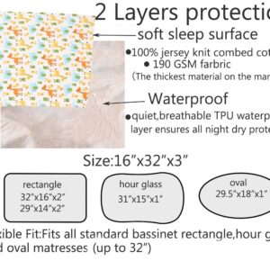 100% Jersey Cotton Bassinet Sheet Set 4 Pack(2 Waterproof Bassinet Sheet and 2 Bassinet Sheet)