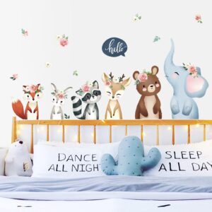 decalmile woodland animal wall stickers elephant bear fox wall decoration children's bedroom baby nursery living room