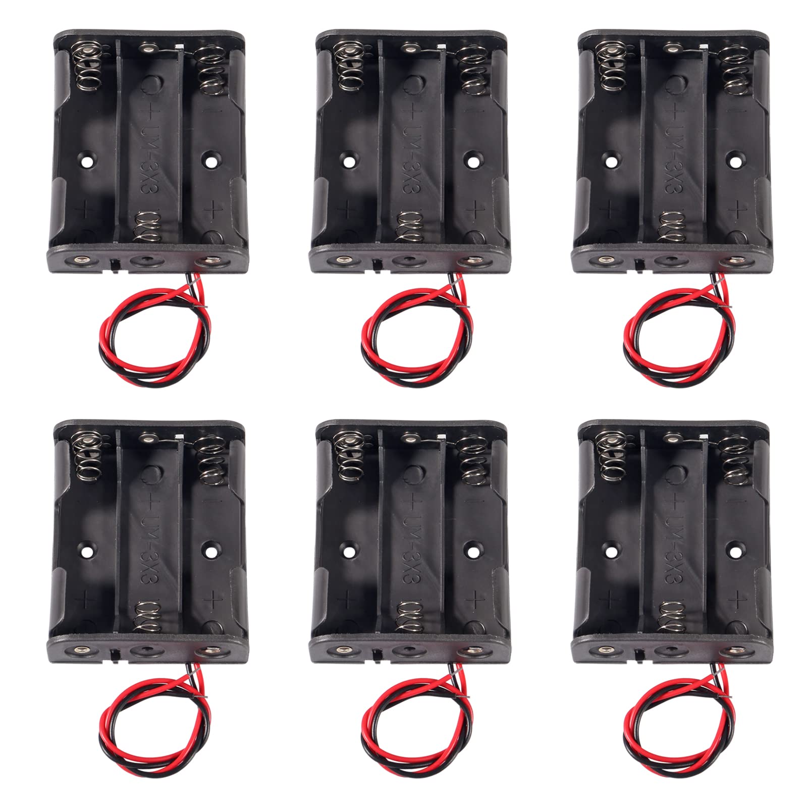 Aobao 6pcs 3 AA Battery Holder 3 X 1.5V 4.5V AA Battery Holder Case Box with Leads Wires