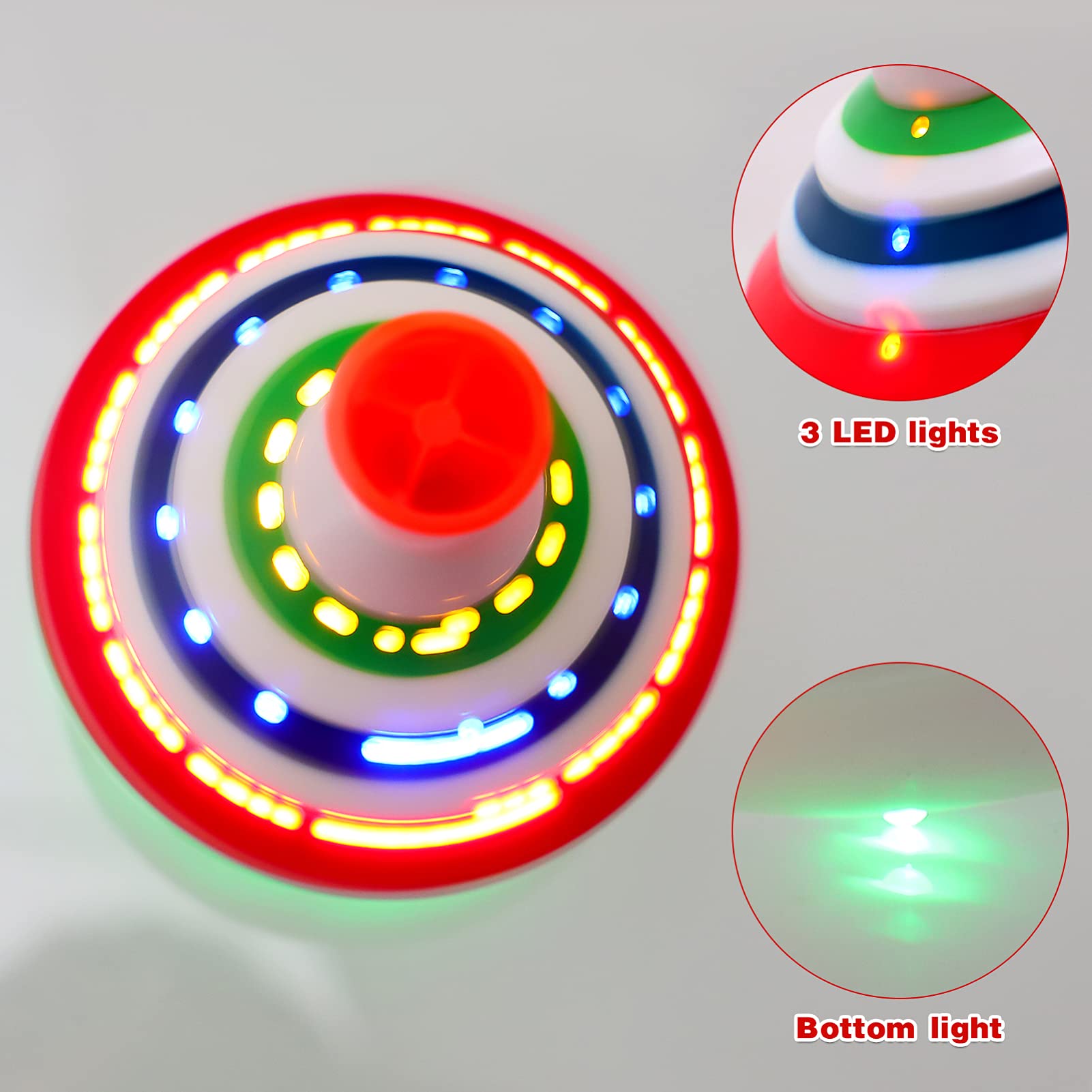 TOYANDONA 1pcs Light Up Spinning Top Toy, Flashing Gyroscope Toys with Music and Lights for Boy and Girl Birthday