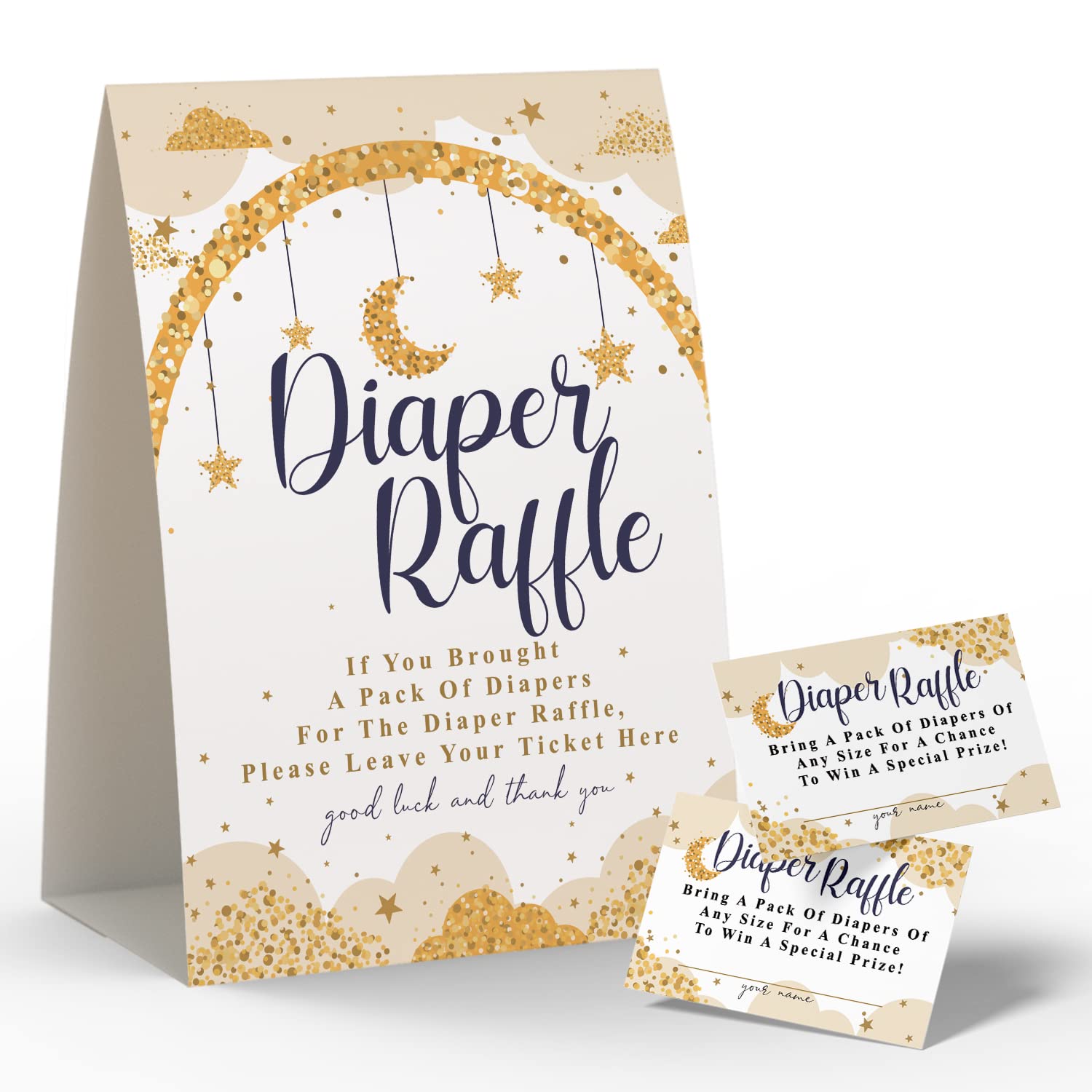 Diaper Raffle Tickets for Baby Shower Sign，Baby Shower Invitations with Diaper Raffle Cards - Baby gender neutral tickets(1 Sign with 50 Raffle Tickets) Toctose001