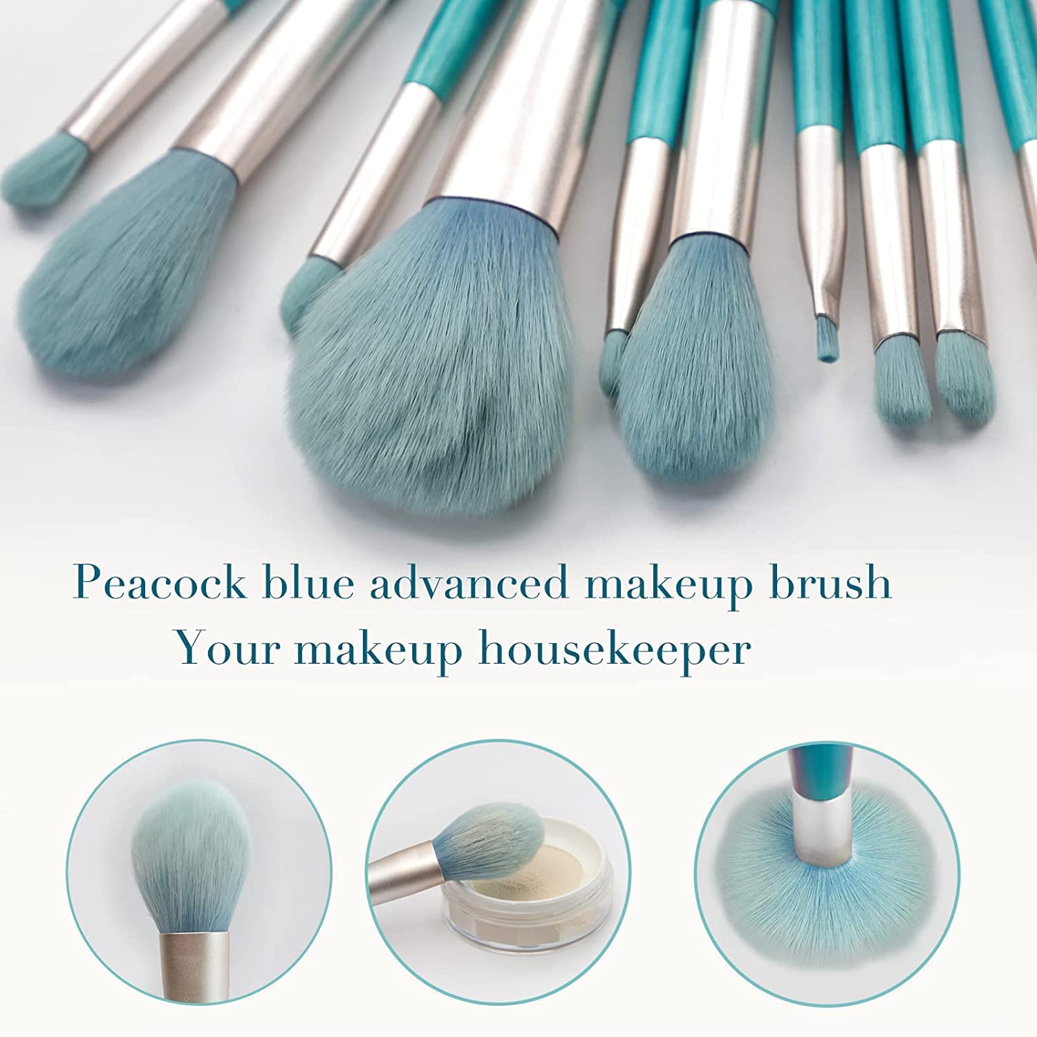 Makeup Brushes, Makeup Kit 10PCS, Make up Brushes Set Blue with Case for Makeup