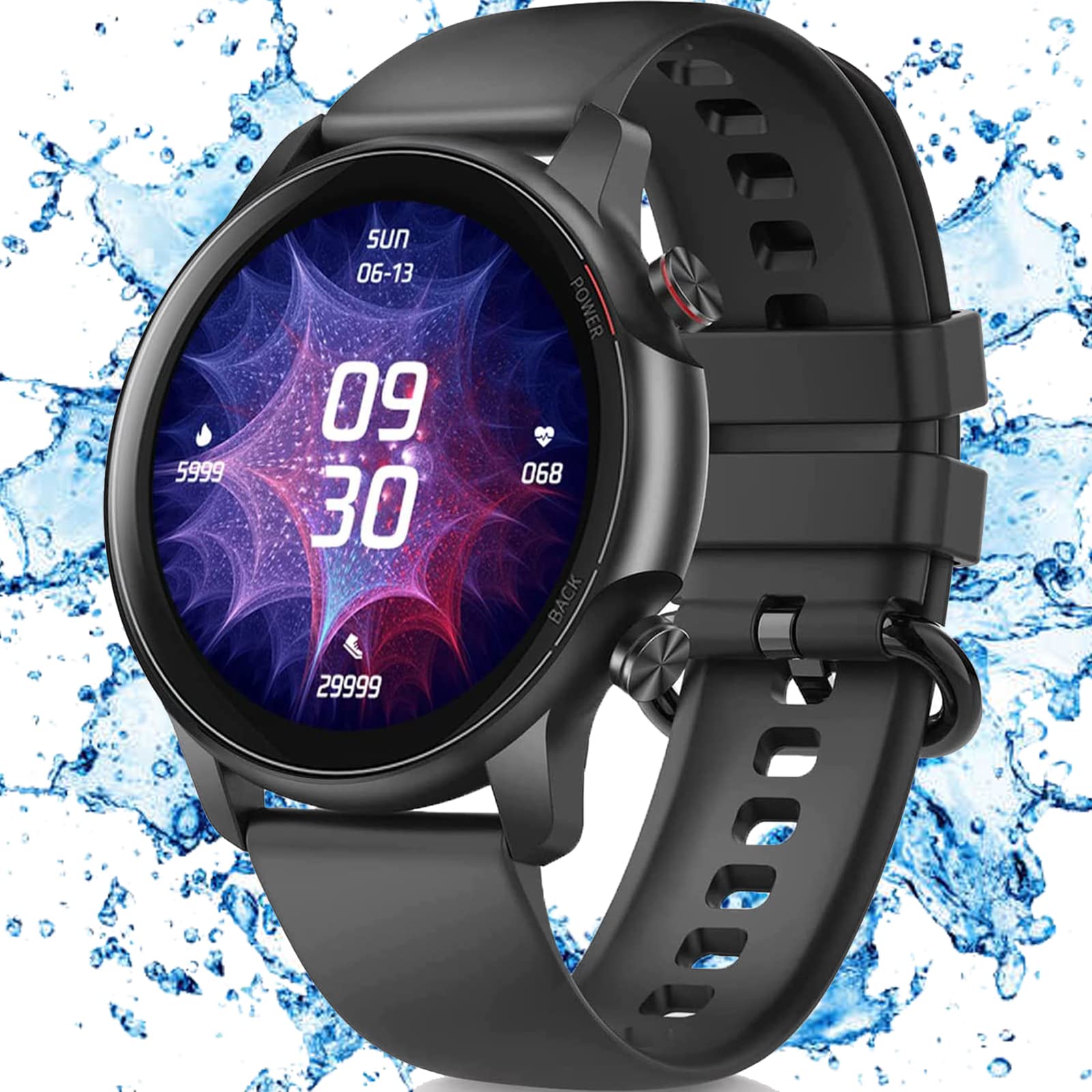 SKMEI Smart Watch, Smartwatch with Fitness Tracker, IP68 Waterproof Activity Tracker with Heart Rate Monitor, Step Counter, Blood Pressure for Android & iOS Phones (Black)