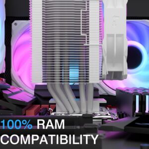 upHere CPU Air Cooler,5 Heat Pipes,Anodized Aluminum Fins,120mm PWM High-Performance Fan,Infinity Mirror with 5V Addressable RGB Lights Sync,AMD AM4 Ryzen/Intel,White Edition,C2T5-ARGB