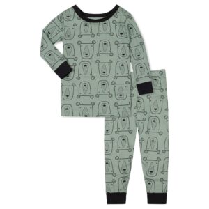 lamaze organic baby baby boys pure organic cotton long sleeve tight fit pjs, 2 piece pajama set, green bears, 2-3t us