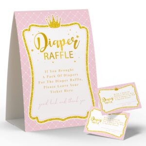 diaper raffle tickets for baby shower sign，baby shower invitations with diaper raffle cards - baby shower games for girl(1 sign with 50 raffle tickets) toctose012