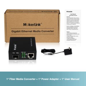 MokerLink Gigabit SFP to RJ45 Converter, Fiber to Ethernet Media Converter, 10/100/1000Mbps RJ45 Port, 1000Base-SX/LX SFP Slot, Support MiniGBIC Module