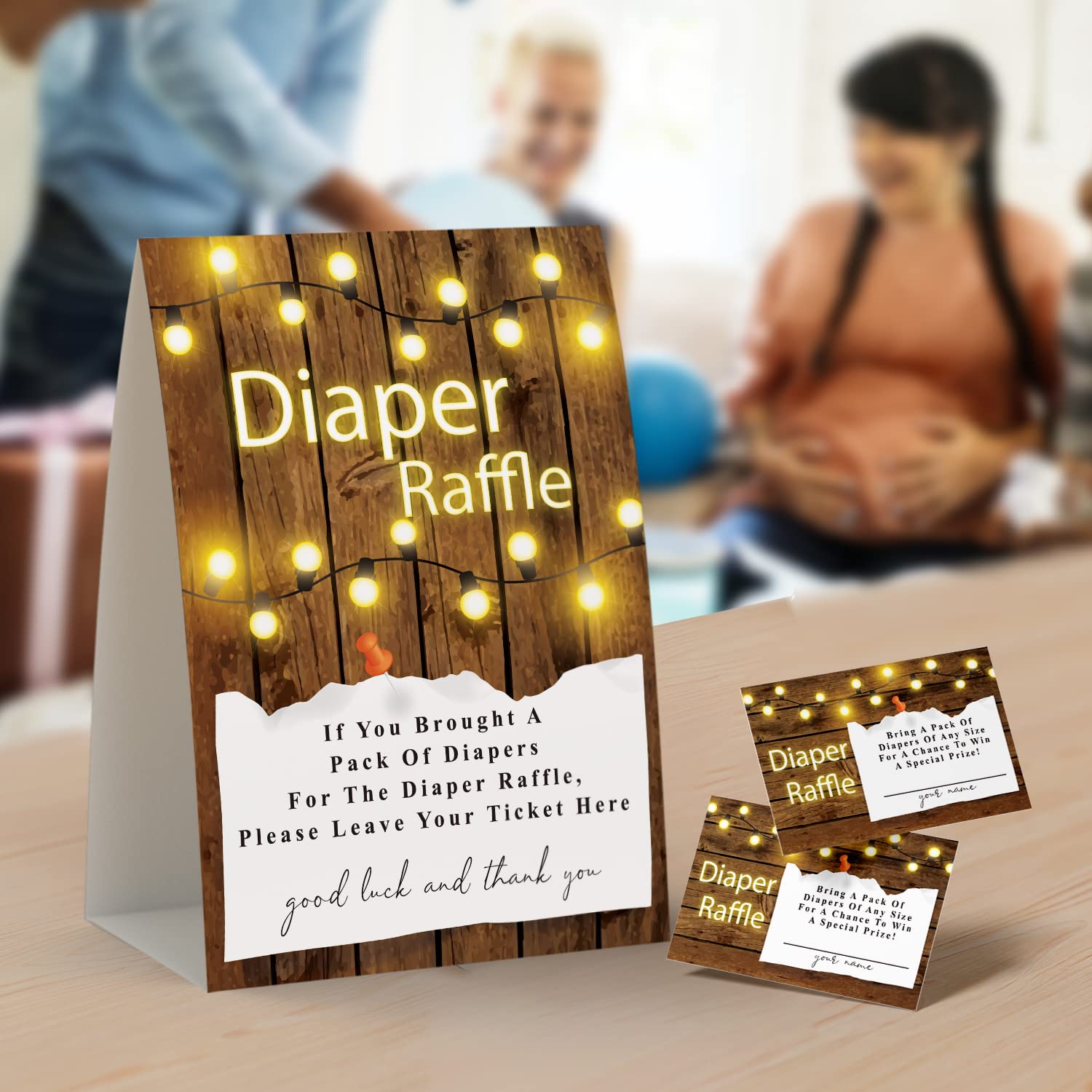 Diaper Raffle Tickets for Baby Shower Sign，Baby Shower Invitations with Diaper Raffle Cards - Baby gender neutral tickets(1 Sign with 50 Raffle Tickets) Toctose017