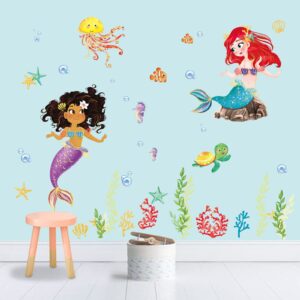 decalmile Mermaid Under The Sea Wall Stickers Princess Under The Sea Wall Sticker Wall Decoration Bedroom Baby Girl Bathroom