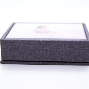 Deluxe Linen Flash Drive Box with Photo (Gray) to Put Your USB Flash Drive Holds one Photo on The Cover of The Box