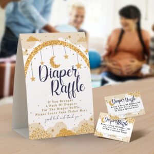 Diaper Raffle Tickets for Baby Shower Sign，Baby Shower Invitations with Diaper Raffle Cards - Baby gender neutral tickets(1 Sign with 50 Raffle Tickets) Toctose001