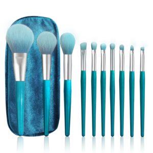 makeup brushes, makeup kit 10pcs, make up brushes set blue with case for makeup