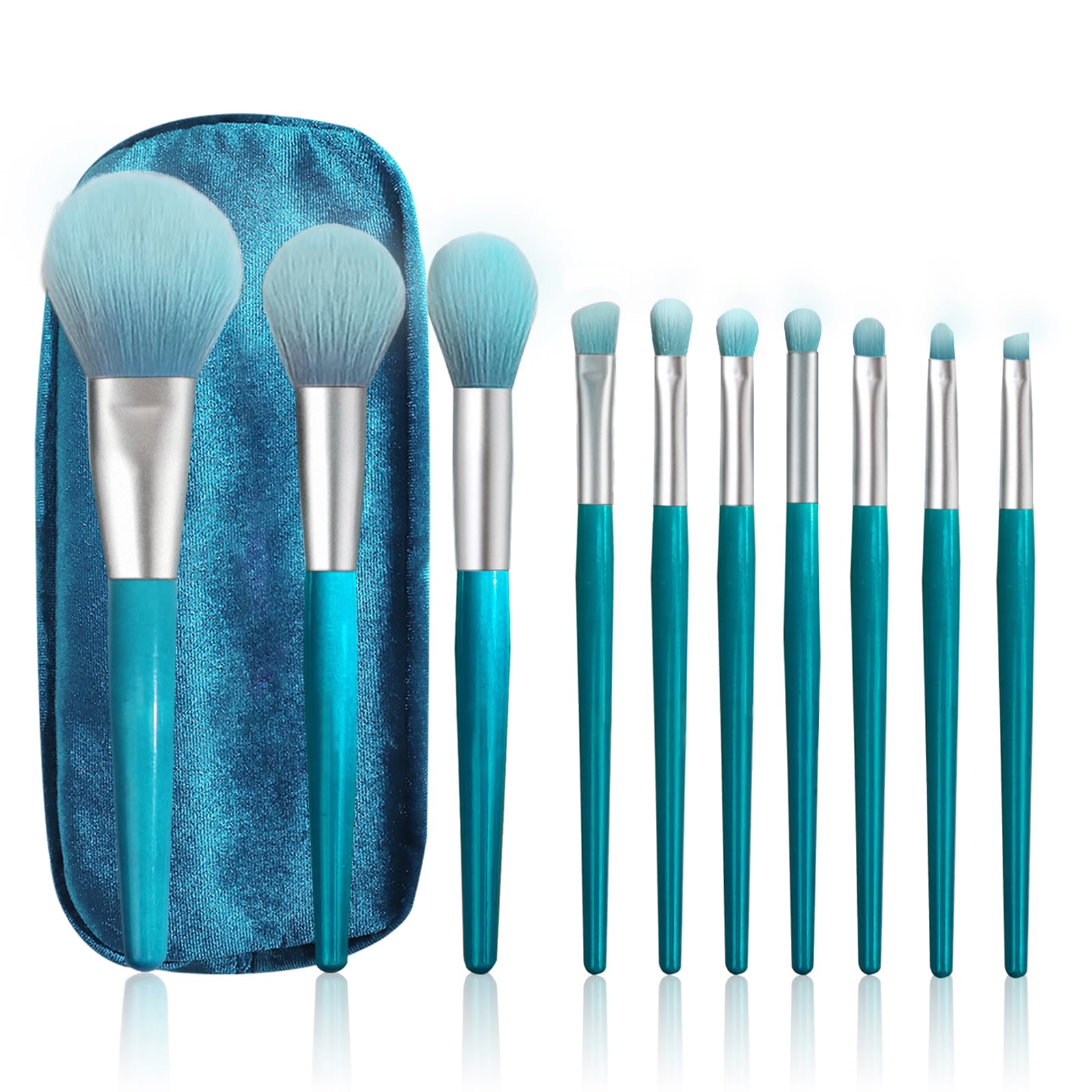 Makeup Brushes, Makeup Kit 10PCS, Make up Brushes Set Blue with Case for Makeup