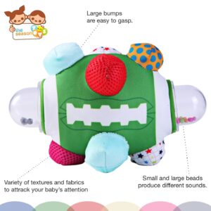 The Season Toys Football Bumpy Ball for Baby Cognitive Developmental, Baby Boys & Girls – Newborn to 36 Months Sensory Football Rattle Toy, Green