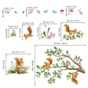 decalmile Woodland Animals Wall Stickers Trees Branches Spring Squirrels Animals Wall Decals Baby Nursery Kids Bedroom Toddler Room Wall Decor