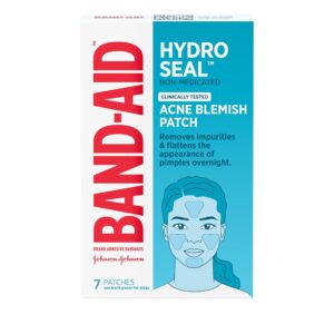 band-aid brand hydro seal acne patches for face, non-medicated acne blemish patch absorbs fluids & provides a protective healing environment for pimples, 7 patches