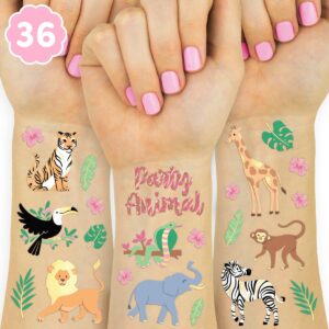 xo, fetti jungle temporary tattoos - 36 styles | elephant arts + craft, wild animal birthday party supplies, giraffe safari baby shower, tiger