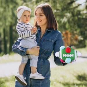 The Season Toys Football Bumpy Ball for Baby Cognitive Developmental, Baby Boys & Girls – Newborn to 36 Months Sensory Football Rattle Toy, Green