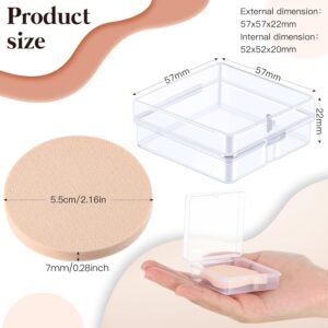 100 Pieces Round Makeup Sponges Cosmetic Sponge Round Primer Compact Powder Puff with Transparent Case Makeup Powder Puffs Makeup Applicator Sponge Make up Sponges for Makeup Foundation Cosmetic