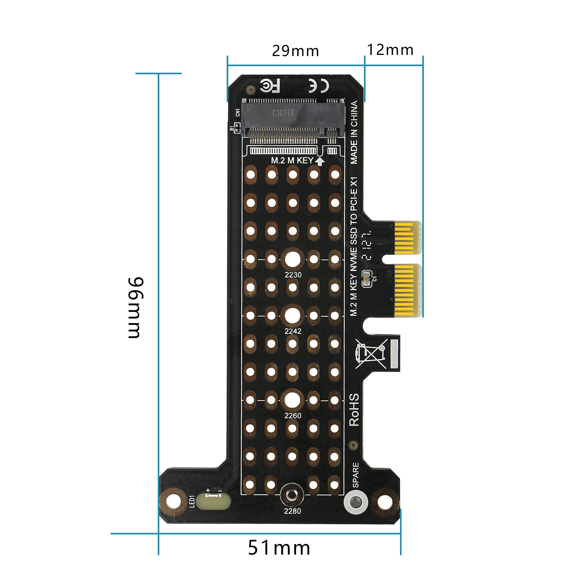 GELRHONR M.2 NVME SSD to PCIe X1 Host Controller Expansion Card,Supports 2280, 2260, 2242, 2230 Solid State Drives(Do not Support NGFF)