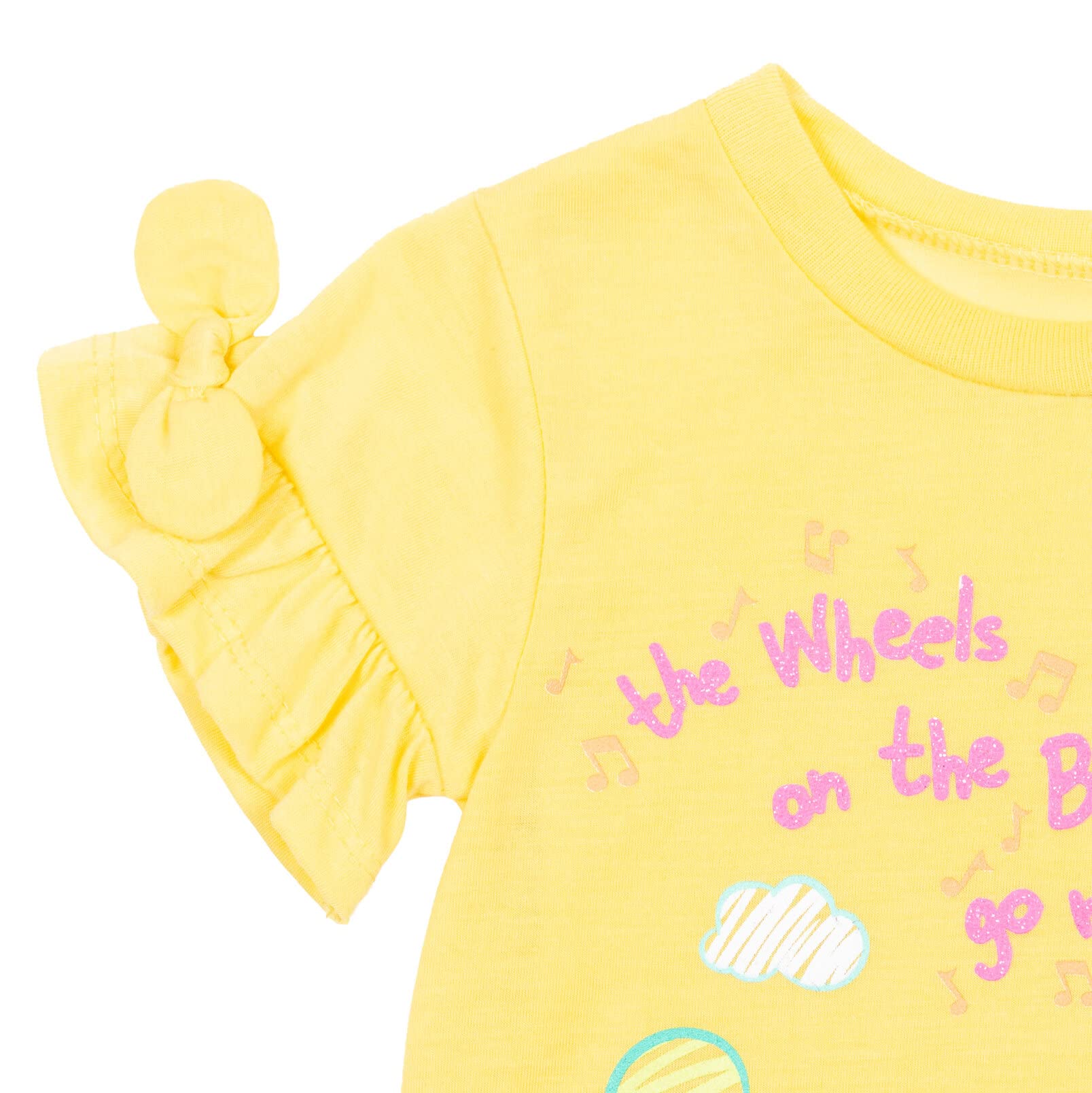 CoComelon JJ Baby Girls 3 Piece Outfit Set: T-Shirt Legging Scrunchy Yellow/Gray 24 Months