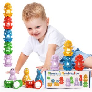 snap-n-learn matching dinosaurs, toddler stacking sorting toys, educational preschool counting dinos learning building toy, fine motor skills learning game gifts for 18 months 2 3 4 year old boys girl