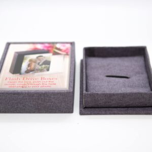 Deluxe Linen Flash Drive Box with Photo (Gray) to Put Your USB Flash Drive Holds one Photo on The Cover of The Box