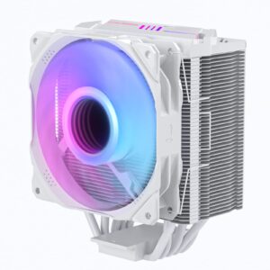 uphere cpu air cooler,5 heat pipes,anodized aluminum fins,120mm pwm high-performance fan,infinity mirror with 5v addressable rgb lights sync,amd am4 ryzen/intel,white edition,c2t5-argb