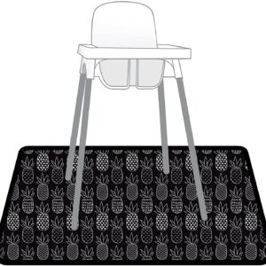 BapronBaby Pineapple Monochrome Splash Mat - Waterproof Catch-All for Under High Chairs, Floors, Tables, Playtime or Arts & Crafts - Machine Washable - 45" x 45”