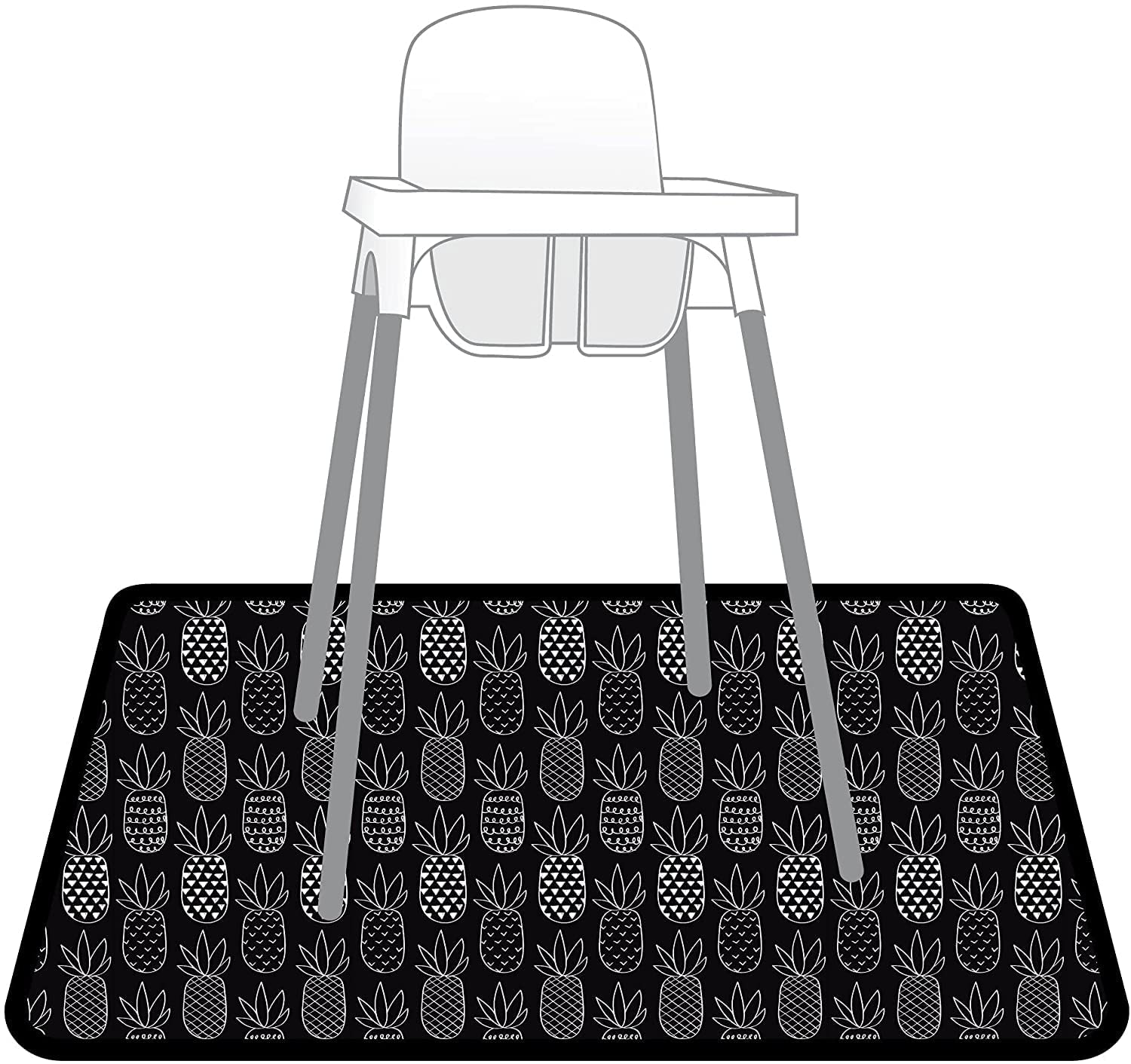 BapronBaby Pineapple Monochrome Splash Mat - Waterproof Catch-All for Under High Chairs, Floors, Tables, Playtime or Arts & Crafts - Machine Washable - 45" x 45”