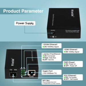 MokerLink Gigabit SFP to RJ45 Converter, Fiber to Ethernet Media Converter, 10/100/1000Mbps RJ45 Port, 1000Base-SX/LX SFP Slot, Support MiniGBIC Module