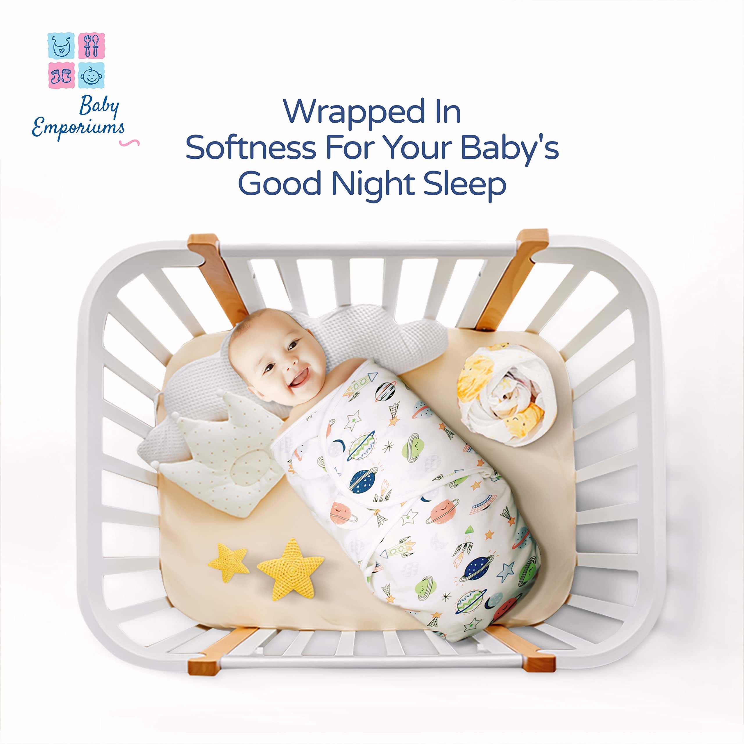 BABY EMPORIUMS swaddles for Newborn | Adjustable Swaddle 0-3 Month 7-14 lbs. | Unisex Soft with Plush and Warm Pack of 3 Wraps Delightful Appealing Designs