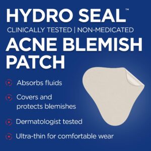 Band-Aid Brand Hydro Seal Acne Patches for Face, Non-Medicated Acne Blemish Patch Absorbs Fluids & Provides a Protective Healing Environment for Pimples, 7 Patches