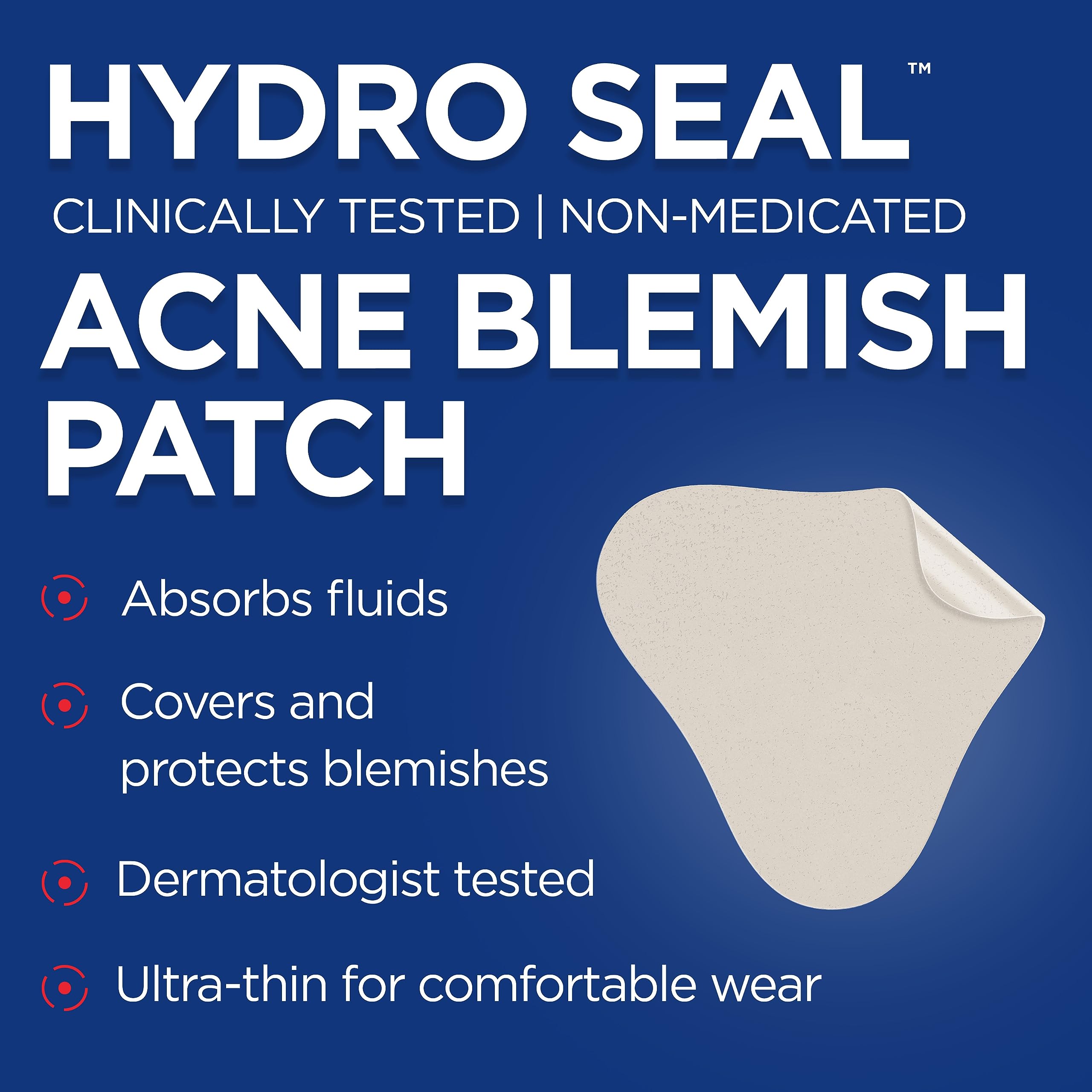 Band-Aid Brand Hydro Seal Acne Patches for Face, Non-Medicated Acne Blemish Patch Absorbs Fluids & Provides a Protective Healing Environment for Pimples, 7 Patches