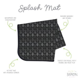 BapronBaby Pineapple Monochrome Splash Mat - Waterproof Catch-All for Under High Chairs, Floors, Tables, Playtime or Arts & Crafts - Machine Washable - 45" x 45”